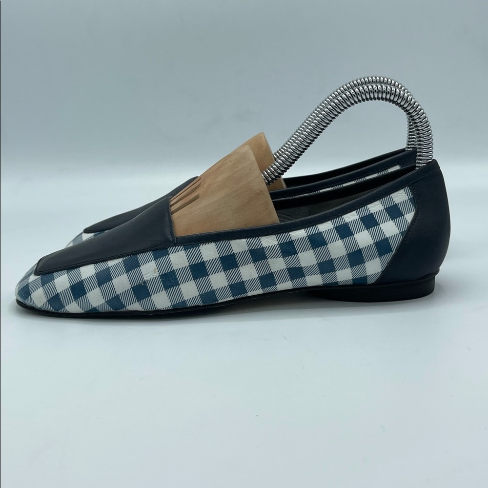 Donald Pliner Deedee Gingham Toe Leather Flats. - Gem